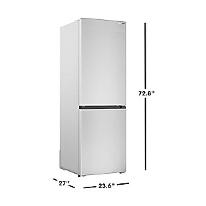 SHARP SJB1255GS Refrigerator with Bottom-Freezer, Counter-Depth, 24 Inch, 11.5 Cubic Foot, Stainless Steel