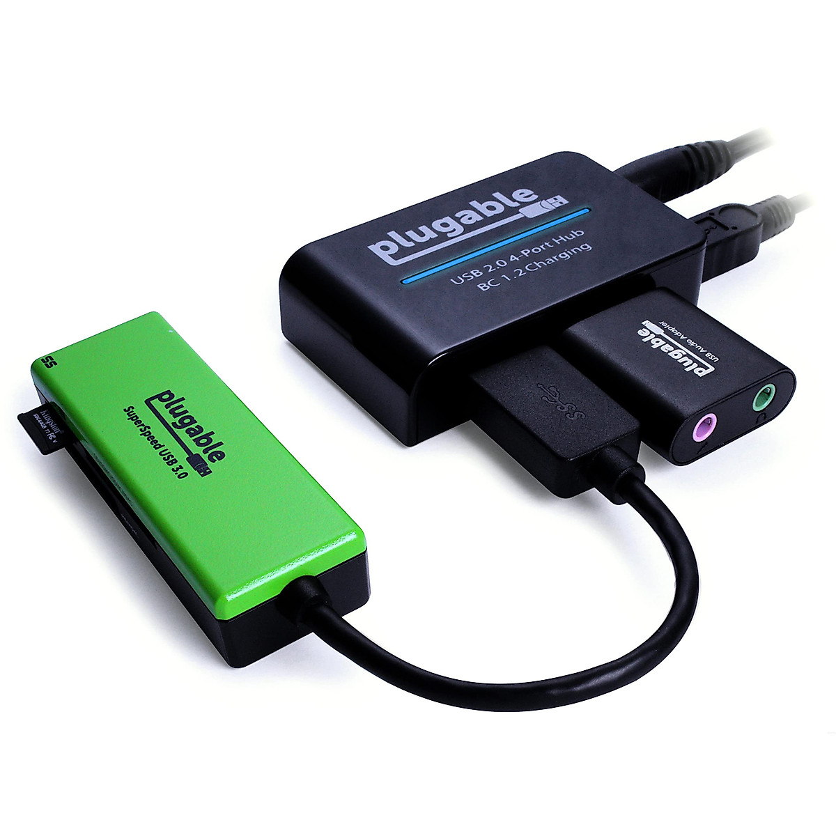 Plugable USB 2.0 4-Port High Speed Hub with 12.5W Power Adapter, Driverless