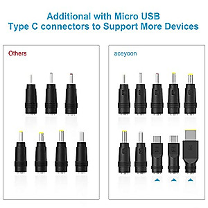 USB to DC Power Cable with 10pcs DC Barrel Jack Universal Laptop Power Adapter Tips USB 2.0 to DC 5.5x2.1mm Plug Charging Cord Kits Max 3A Compatible for Lenovo, Compatible for Asus and More