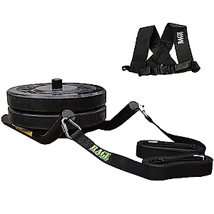 Rage Fitness R2 Weight Training Pull Sled with Harness. 90 LBS Capacity & 6.5 Feet Strap. Power Speed Sled Ideal for Endurance and Weight Training. Compatible with Bumper Plates(Black)