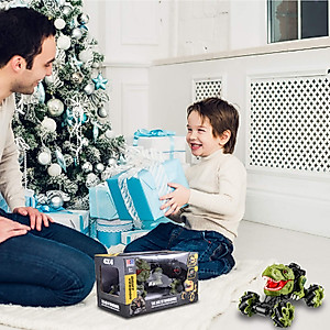 ZAYOR Monster Trucks for Boys,Dinosaur Remote Control Car with Music and Led Lights,Kids Outdoor Toys,360°Rotation RC Car Toys for Boys Age 5 6 7 8 9 10 11 12 As Birthday Gift