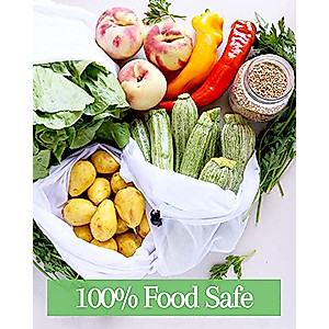 purifyou Set of 10 Reusable Produce Bags | Multipurpose Large (12x14), Farmers Market Bags, Washable Shopping Bags, Gift Bags, Storage for Fruits, Vegetables, Toys, Groceries, Kitchen & Home Organizer