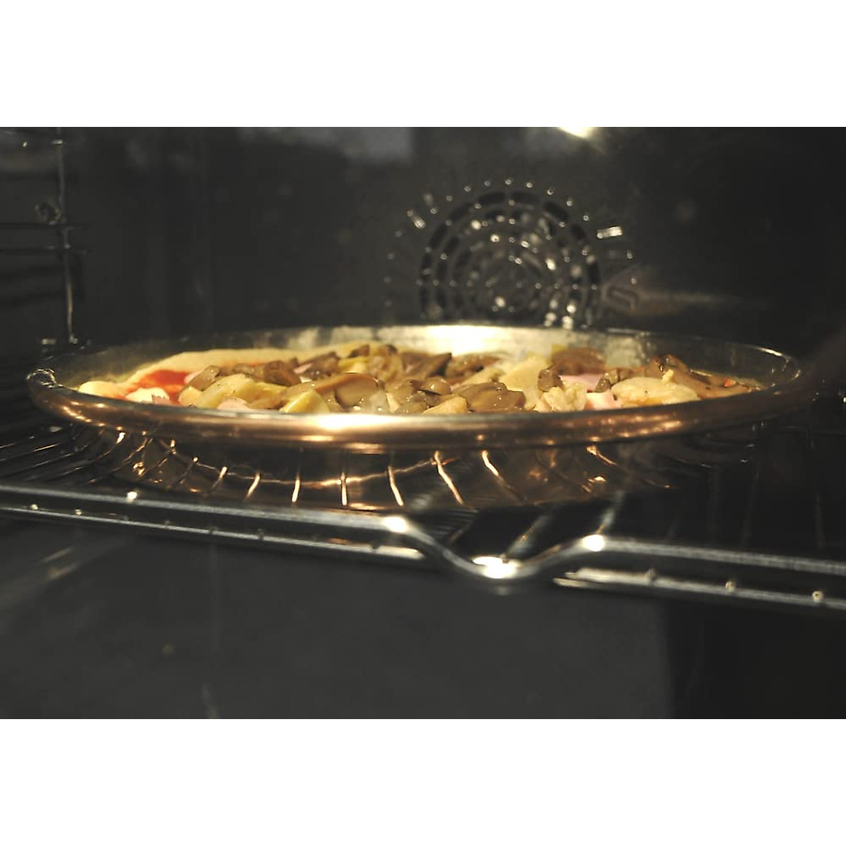 CREARTISTIC 100% Made in Italy – Pizza Tray for Oven - 14.2x1.2 Inch - 2.1 Qt– Copper Pizza pan - Tinned copper baking pan for Pizza - Pizza pan for oven – Baking pan - Handmade