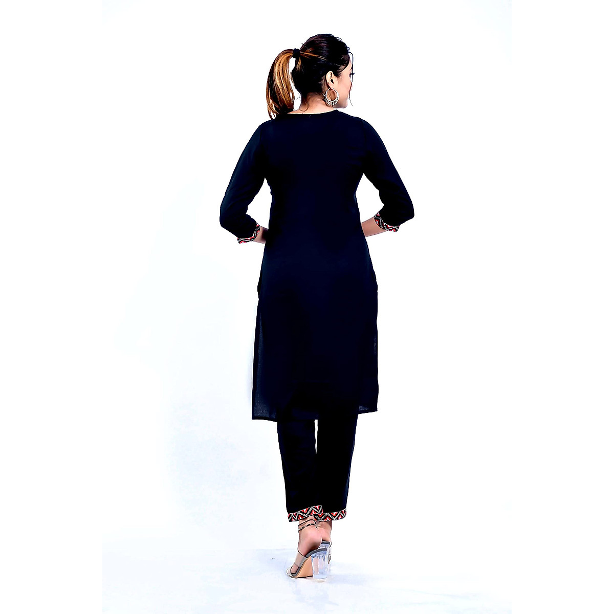 Vihaan Impex Black Kurti for Women Kurta Set with Pant 3/4 Sleeve
