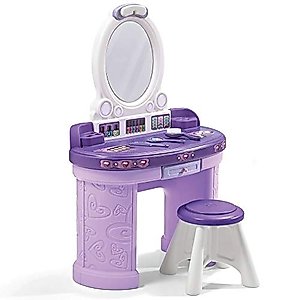 Step2 Pretty & Posh Vanity with Stool | Kids Pretend Play Vanity Set , Purple