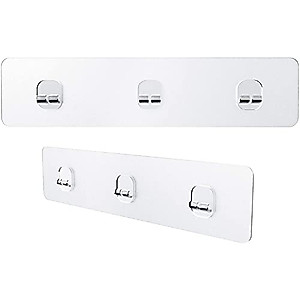 OMAIRA Adhesive[2 Pack] for Shower Caddy, Strong Adhesive Strip with 3 Hooks for Shower Organizer, Bearing 40 LB
