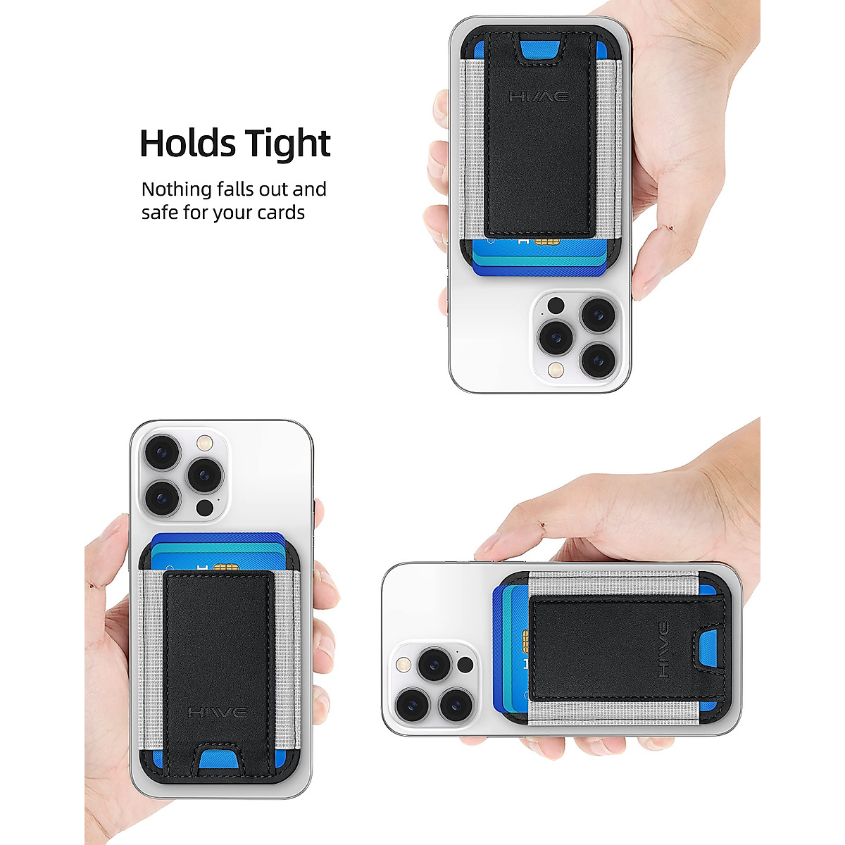 2 Pack Phone Card Holder - Premium Leather Wallet, Strong Adhesive, Fits 7 Cards, Compatible with iPhone, Samsung & Most Smartphones