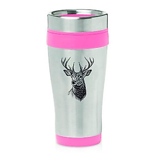 16oz Insulated Stainless Steel Travel Mug Coffee Mug Tumbler Deer (Pink)