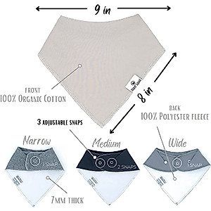 Diaper Squad 100% Organic Cotton Neutral Solid 10-Pack Baby Drool Bandana Bibs for Boys and Girls, Plain Colors