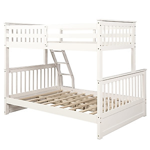 Harper&Bright Designs Twin-Over-Full Bunk Bed with Ladders and Two Storage Drawers,Space-Saving Design,White