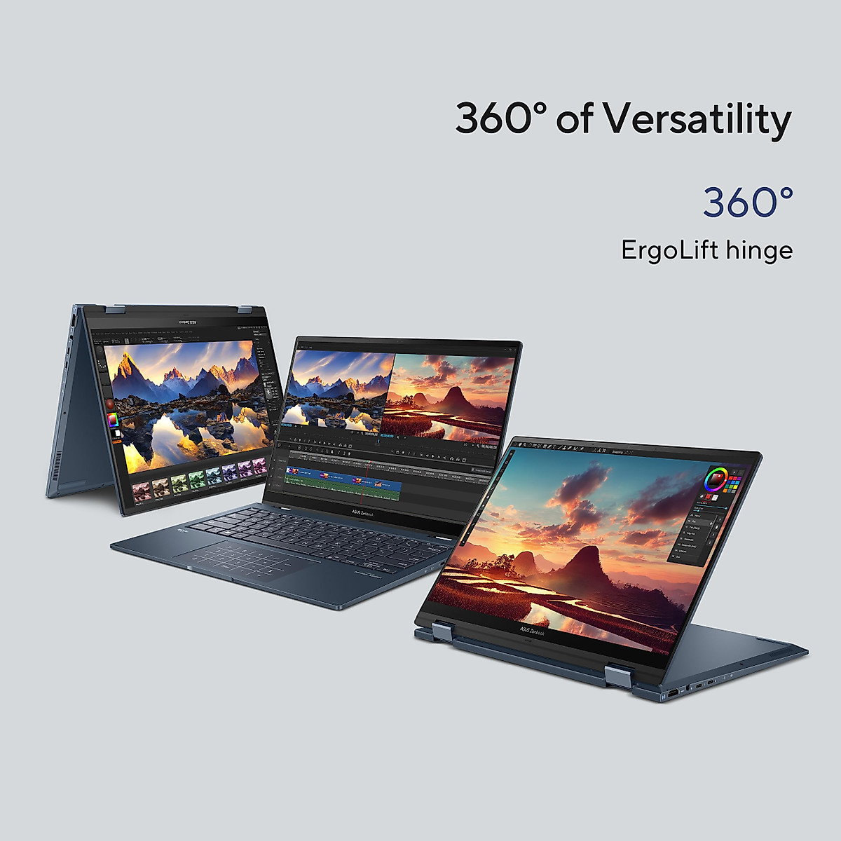 ASUS Zenbook 14 Flip OLED Laptop, 14â€ OLED Touch Display, Intel Evo Platform, Intel Core i7-1360P CPU, Intel Iris Xe Graphics, 16GB RAM, 1TB SSD, Windows 11 Home, Ponder Blue, UP3404VA-DS74T