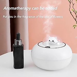400ML household humidifier, night light cold fog humidifier, automatic timing off, automatic shutdown without water, whisper silent air humidifier, cute kitten, plant, office (Purple)
