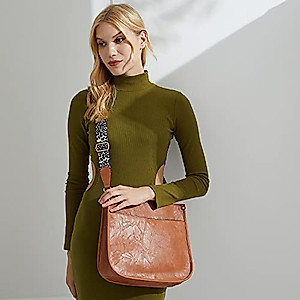 Women Shoulder Bag Vintage Crossbody Purse Handbag with Leopard Guitar Strap Hobo Satchel Bag, Brown