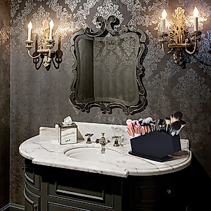 Gothvanity Coffin Brush Holder - Gothic Desk Organizer - Wooden Coffin Pen Holder -Spooky Decor for Bathroom, Living Room or Bedroom- Black - 10x 5x3.25 Inches