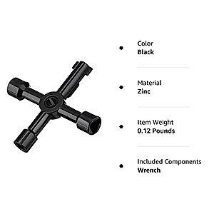 WILLBOND 4-Way Multi-Functional Utilities Key for Electric Water Gas Meter Box Cupboard Cabinet Opening Key (Black)