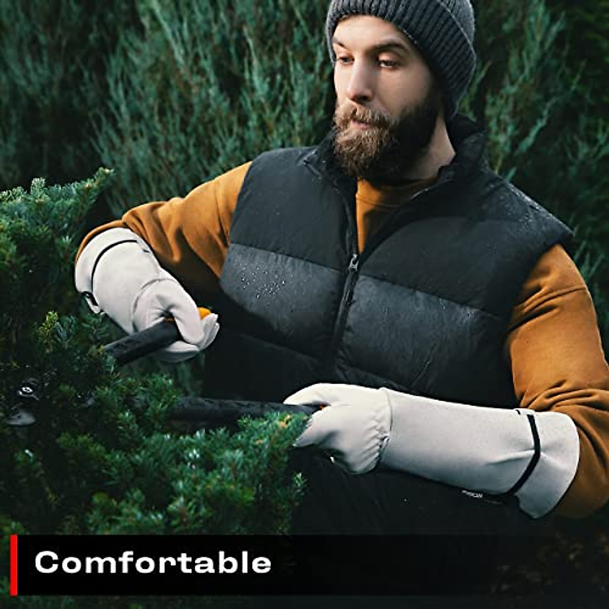 NoCry Leather Gardening Gloves with Improved Long, Adjustable Gauntlet Cuffs; Puncture Resistant with Reinforced Palms and Fingertips; Perfect for Rose Pruning, Size Medium, Grey