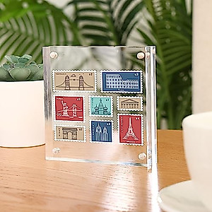 Fixwal Acrylic Picture Frame, 4x4, Set of 3, Magnetic Photo Frame, Wedding Table Numbers, 10mm Clear Glass Frame, Frameless Photo Frame