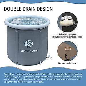 BINYUAN Ice Bath Tub for Athletes Portable Cold Plunge Tub Ice Bath Cold Plunge Tub Outdoor Ice Tub Barrel Ice Bath Tub For Adults Cold Therapy Tub for Recovery (Grey-29.5"Φ x 29.5"H)