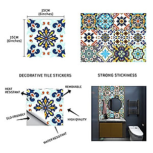 16Pcs Decorative Tile Stickers, 6x6 Inches Vinyl Self Adhesive Removable Waterproof Peel and Stick Backsplash Walls Stickers for Kitchen, Bathroom, Stairs, Cupboard