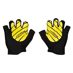 Ironclad Gaming Gloves, Half Finger Coverage, Precision Fit, Performance Silicone Grip, Moisture Wicking Construction, Yellow and Black, Small, 1 Pair