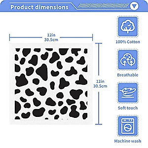 KEEPREAL 6 Pack Cute Cow Print Washcloths Set - Highly Absorbent Pure Cotton Wash Clothes - Soft Fingertip Towel for Bath, Spa