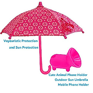 VIVOUNITY Phone Umbrella Suction Cup Stand - Universal Adjustable Piggy Phone Stand Sun Visor, Sun Shade Cover, Sun Shield with Suction Cup Mount Phone Holder Anti-Refection Block Glare (Pink)