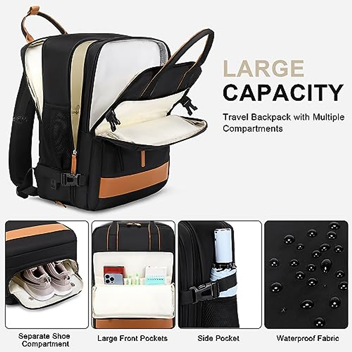 ACESAK Large Travel Backpack for Women Men - 40L Carry On Backpack Airline Approved Personal Item Bag for 15.6 Inch Laptop Backpack, Hiking Waterproof Outdoor Sports Casual Daypack Travel Essentials