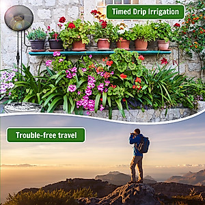 Solar Irrigation System TRJZWA Automatic Drip Irrigation Kit for Outdoor/Indoor Garden Watering System with Water Level Detection,Drip Irrigation System for 15 Potted Plant with 15m Water Hose