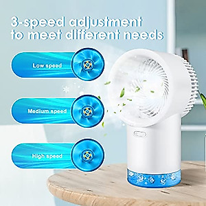 GeMitSee Personal Air Cooler, Portable Evaporative Conditioner with 3 Speeds, Mini Air Fan with USB for Home, Bedroom Room, Office, Dorm, Car, Camping Tent, Blue