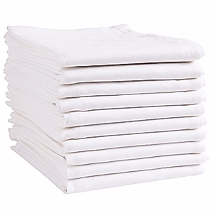 KAF Home White Kitchen Towels, 10 Pack, 100% Cotton - 20 x 30, Soft and Functional Multi-Purpose, Baking, Cooking, Cleaning, Printing, Monogramming, and Embroidery (Plain Weave)