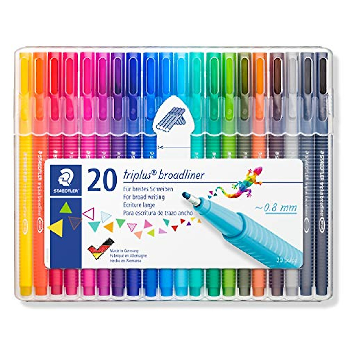 STAEDTLER 338 SB20 Triplus Broadliner bullet Pen, 0.8 mm - Assorted Colours (Pack of 20)