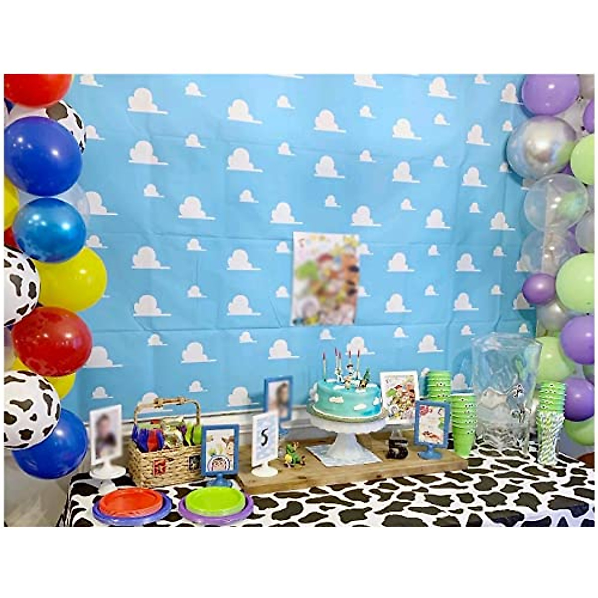 Art Studio It's a Boy Story Themed Birthday Party Photography Backdrops 5x3ft Blue Sky White Clouds Baby Shower Photo Background Kids Hero Photo Booth Studio Props Vinyl