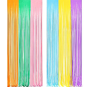 Pastel Rainbow Tinsel Curtain Party Backdrop - GREATRIL Pastel Color Foil Fringe Curtain Photo Booth Streamers for Birthday Easter Spring Baby Bride Shower Ice Cream Unicorn Girls Party Decorations