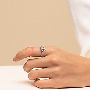 Custom4U Personalized Family Ring with 3 Birthstones Customized 925 Sterling Silver Ring with Names Crystal AAA+ Cubic Zirconia Stones Jewelry Elegant Finger Decoration for Women