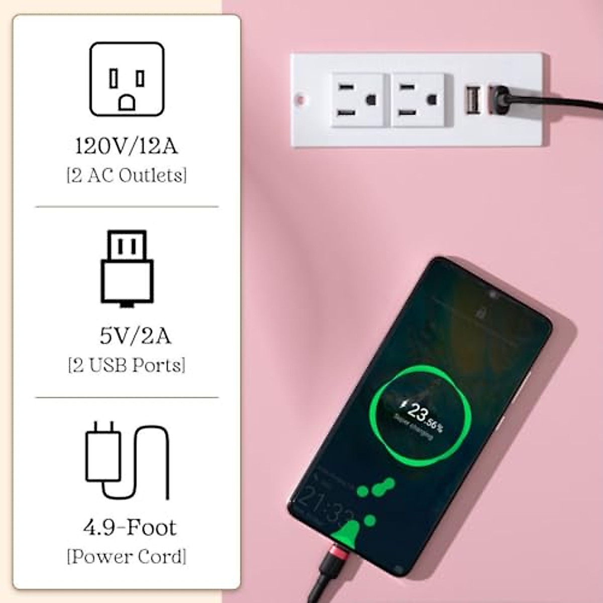 FORAOFUR Side Table with Charging Station, Small Side Table with 2 USB Ports and Outlets, Small End Tables for Small Spaces in Living Room, Bedroom & Nursery, 2 Tier Small Nightstand