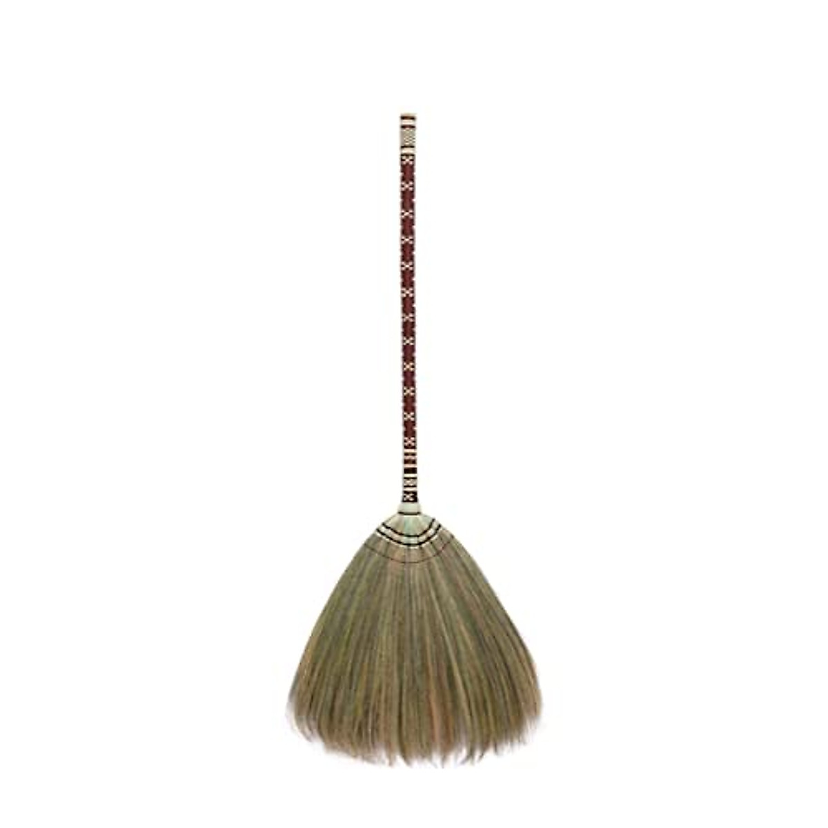 SN SKENNOVA - Asian Straw Broom Witch Broom Undecorated Wedding Jumping Broom with Bamboo Stick Handle (Dark Brown)