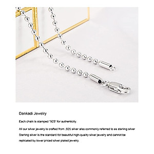 Meilanduo Solid 925 Sterling Silver 2.3mm Ball Bead Chain Necklace 18, 20, 22, 24, 26, 28 Inch for Women & Men (28")