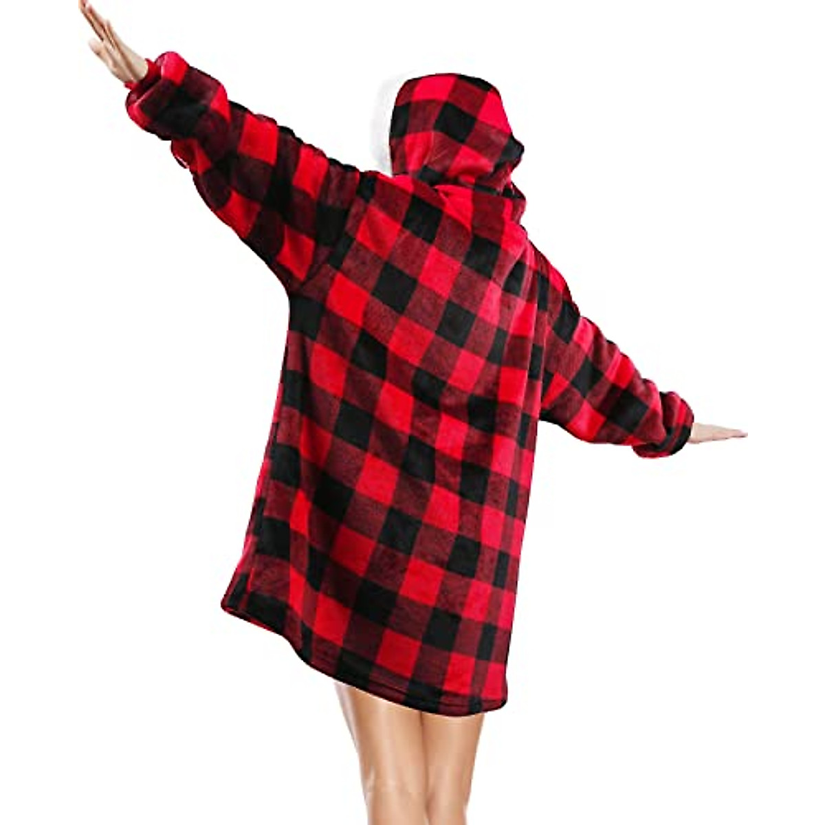 Oversized Wearable Blanket Hoodie, Sherpa Fleece Hoodie Blanket Sweatshirt with Pockets for Adult Women Men,One Size Fits All