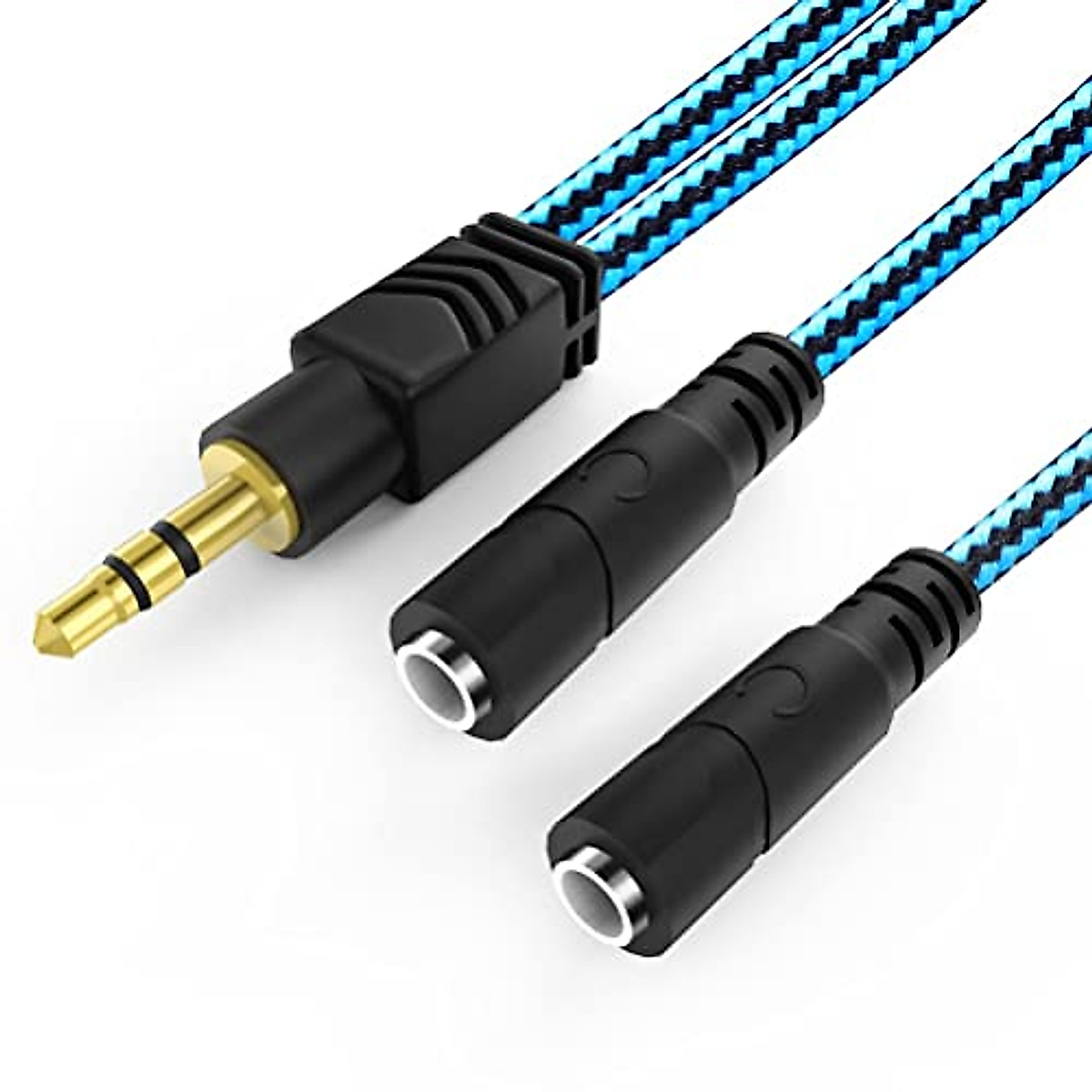 Headphone Splitter for 2 Headphones 2 Way 3.5mm Adapter Aux Cable Mini Jack Male to Dual Female Stereo Audio Y Splitter Couple Adapter Compatible with iPad iPhone iPod MacBook PC Amplifier Speaker