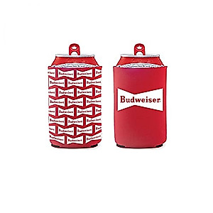 WearYourBeer Budweiser 2-Pack of Neoprene Can Coolers, RedWhite