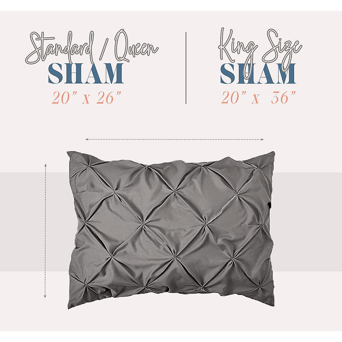 Elegant Comfort 2-Pack Sham Set Pinch Pleat Design, 1500 Premium Hotel Quality Microfiber, Stylish Design-Easy Care, Wrinkle and Stain Resistant, 2-Piece Sham Set, Pleated Standard/Queen, White