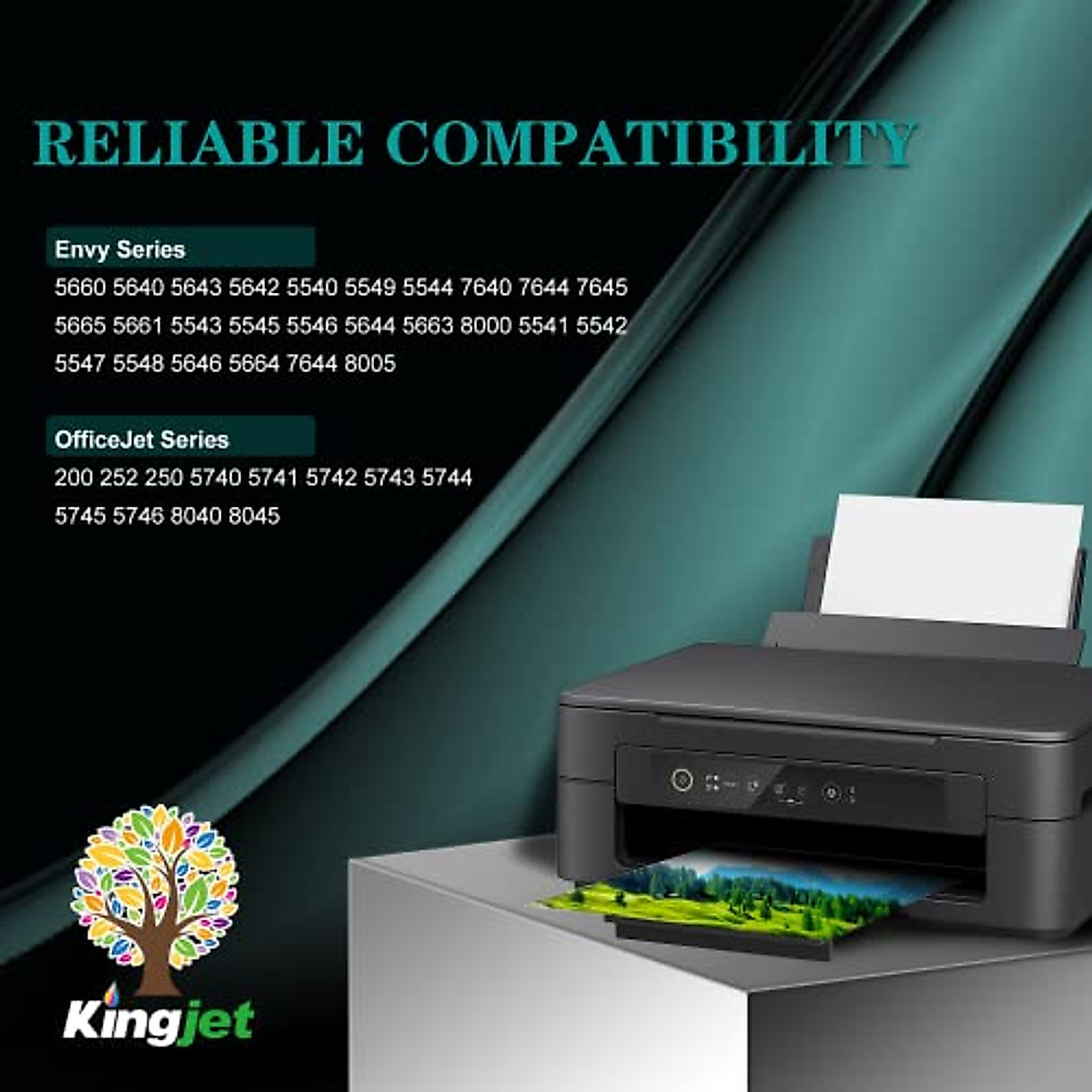 Kingjet 62XL Ink Cartridges Black and Color Remanufactured Replacement for HP 62 XL Ink for Envy 7640 5660 5540 5640 5642 7645 5644 5549 Officejet 5740 5741 5780 OfficeJet 200 250 Printer