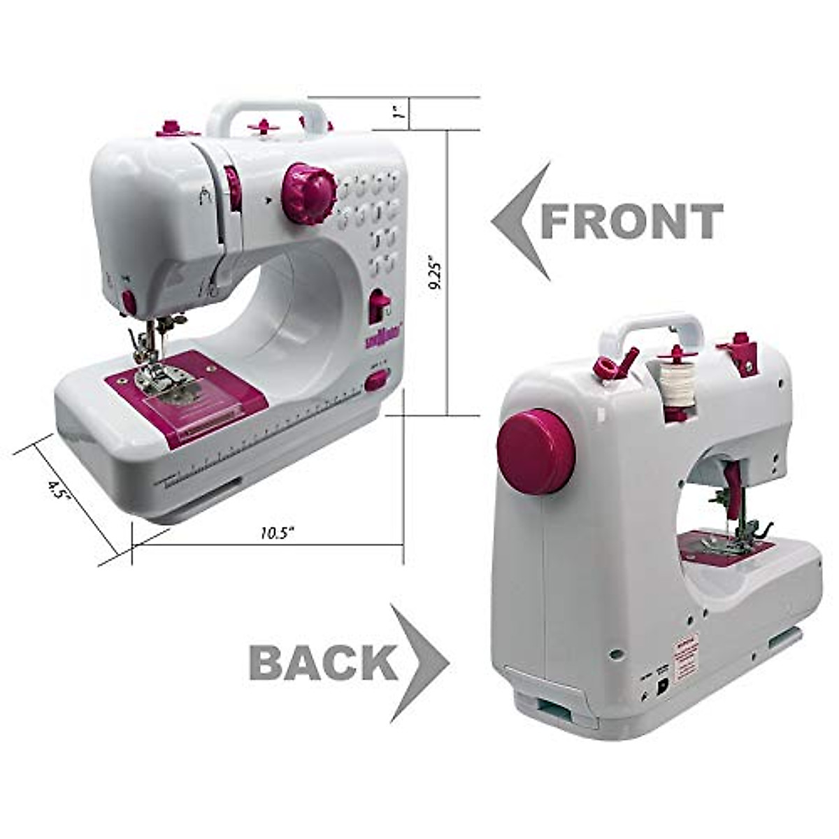 Sew Mighty Mini Sewing Machine – Portable, Battery & AC Powered, 12 Programmed Stitch Patterns, Dual Speed – Sews Forward & Reverse, AC Power or Battery Operated – Includes Foot Pedal