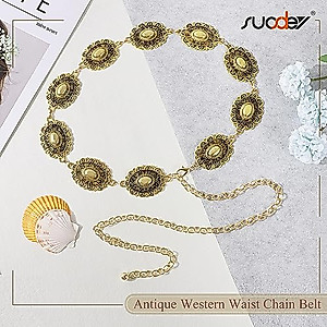 SUOSDEY Women Metal Waist Chain Belt Concho Western Cowgirls Country Belt for Jeans Dress