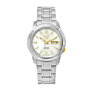 SEIKO Men's SNKK09K1S Stainless-Steel Analog with White Dial Watch