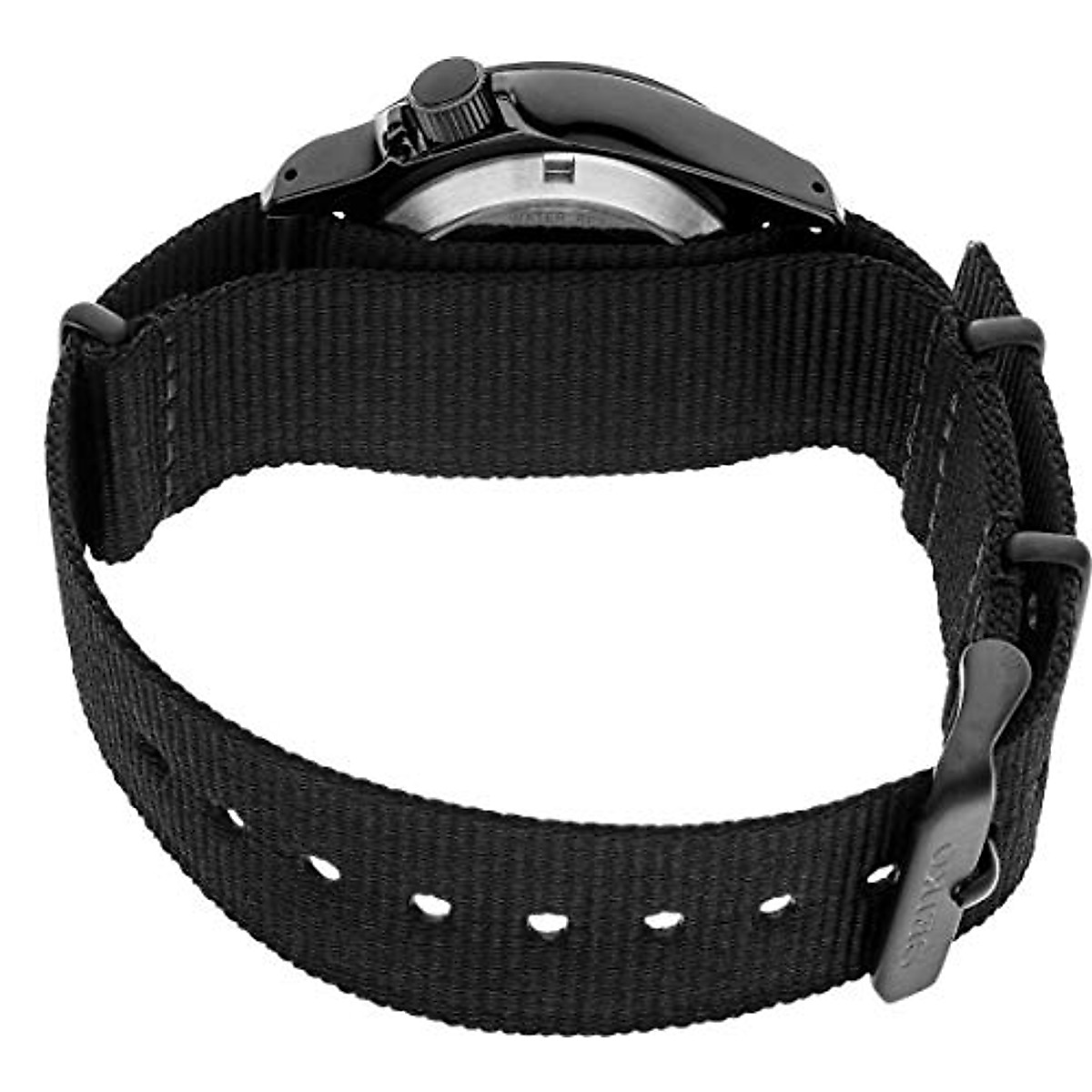 SEIKO Men's 5 Sports Stainless Steel Automatic Watch with Nylon Strap, Black, 22 (Model: SRPE69)