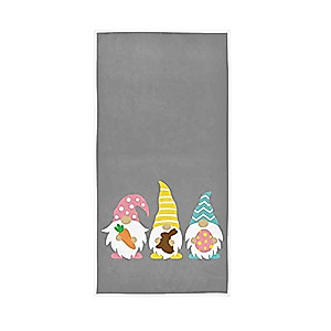 QUGRL Cute Gnomes Hand Towels Easter Rabbit Soft Quality Premium Washcloths Kitchen Dish Towels Bathroom Decor for Guest Hotel Spa Gym Sport 30 x 15 inches