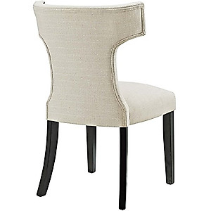 Modway Curve Mid-Century Modern Upholstered Fabric with Nailhead Trim in Beige, One Chair
