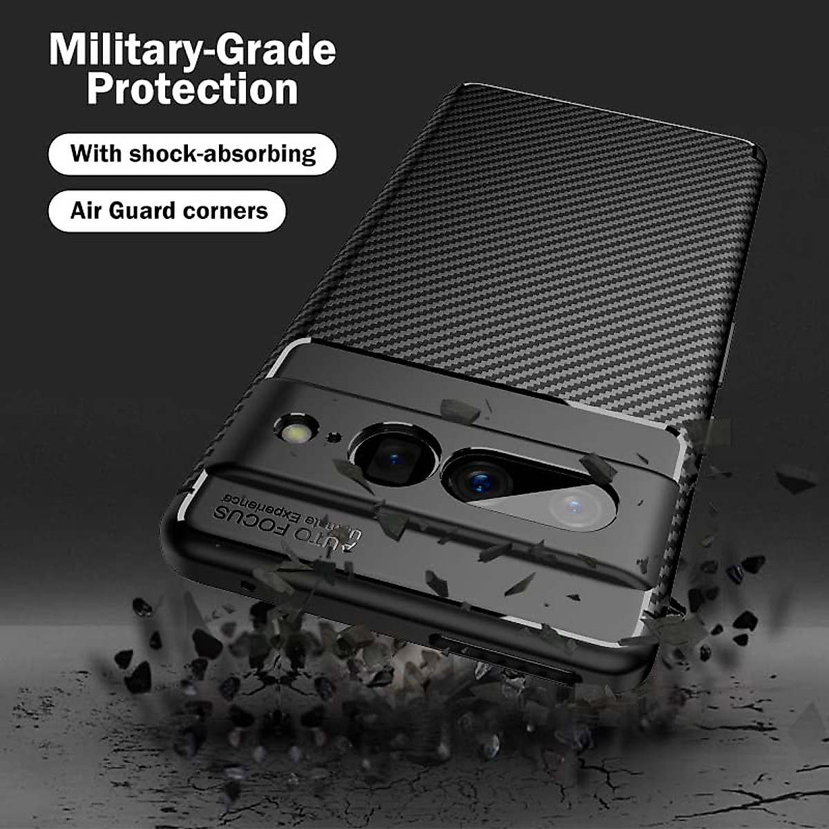 Aukvite for Google Pixel 7 Pro Case, Google Pixel 7 Pro Phone Case Soft TPU Case, Shockproof Anti-Fingerprint Phone Case for Pixel 7 Pro 2022 Anti Scratch Flexible Drop Protection Cover (Black)