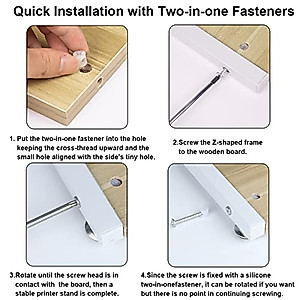 DUNCHATY Wood Printer Stand with Storage Under Desk Shelf Printer Table Stand for Office Storage Organizer, Desktop Stand with Adjustable Anti-Skid Pad, 2 Tier Printer Organizer Stand for Home Office